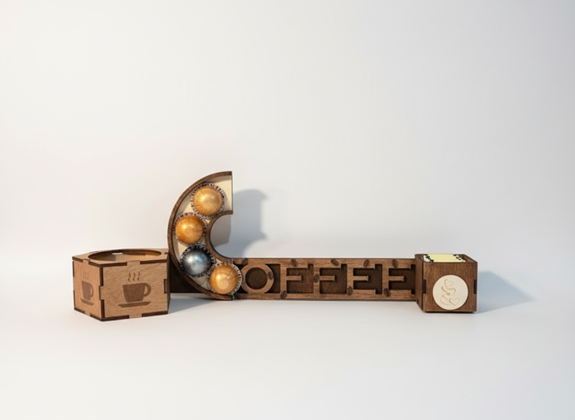 Laser Cut Wooden Coffee Station Organizer with Capsule Holder Nespresso ...