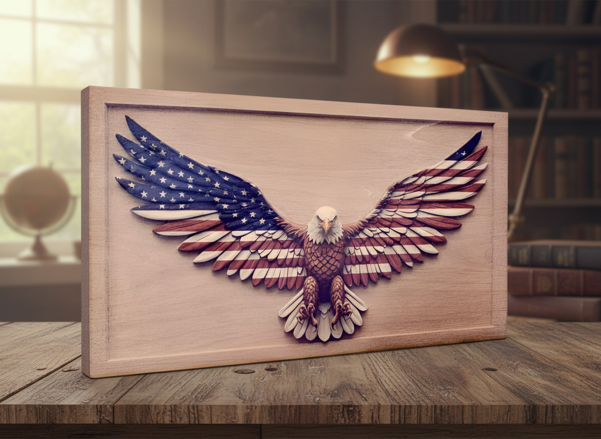 🦅 “Patriot’s Wings” – Full-Color Eagle Print on Basswood | Ready to Use ...