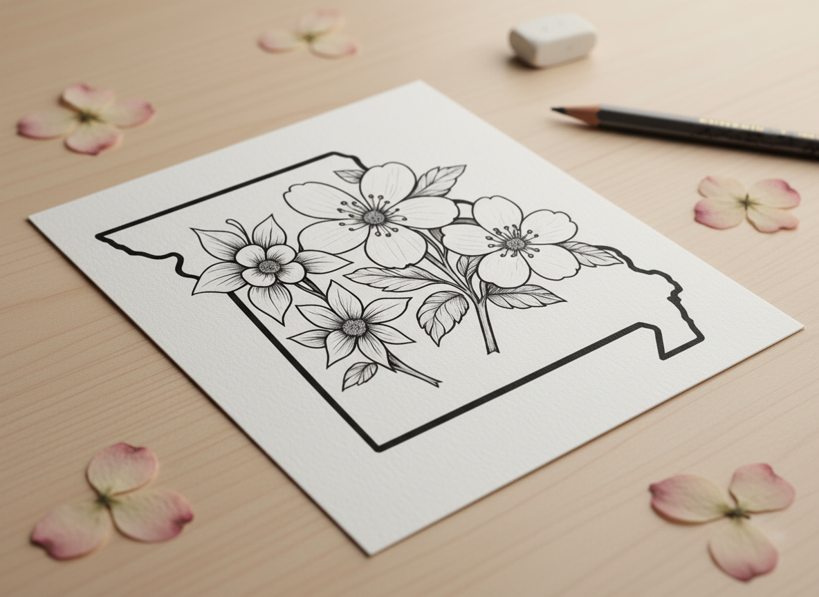 Laser Cut Missouri State Outline with Dogwood Flowers Wall Art | Free ...