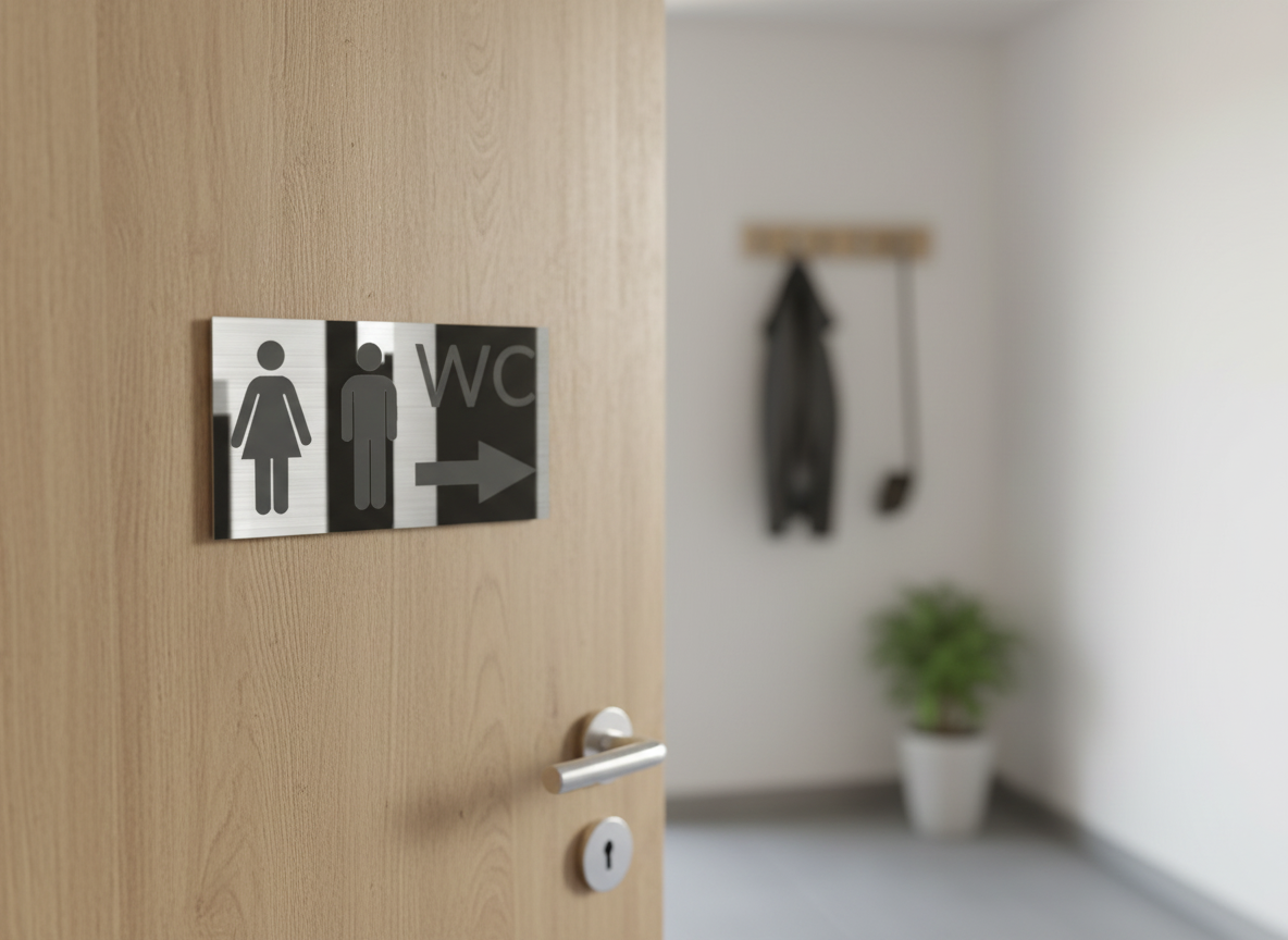Laser Cut Stainless Steel WC Restroom Direction Sign | Free Files - Atomm