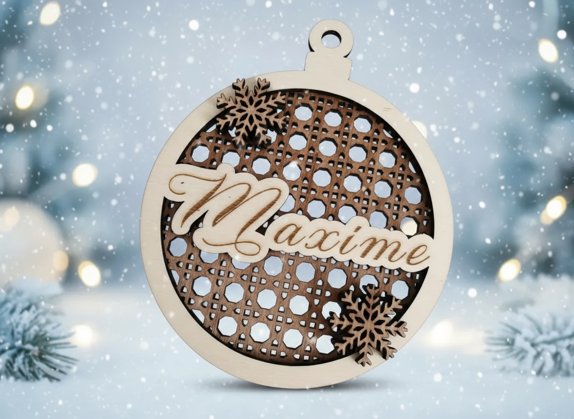 Personalized Laser Cut Wooden Christmas Ornament with Snowflakes ...