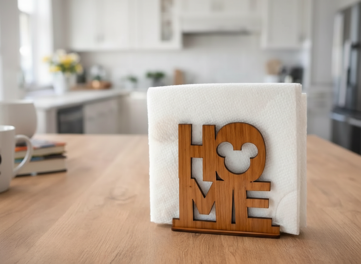 Laser Cut Wooden Home Napkin Holder with Mickey Mouse Design | Free ...