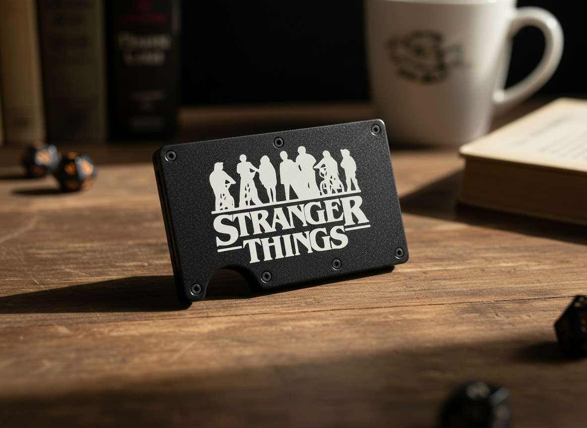 Laser Cut Stranger Things Themed Black Metal Wallet | Free Files - Atomm