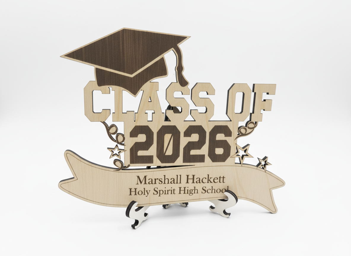 Laser Cut Wooden Graduation Class of 2026 Plaque with Custom Name ...