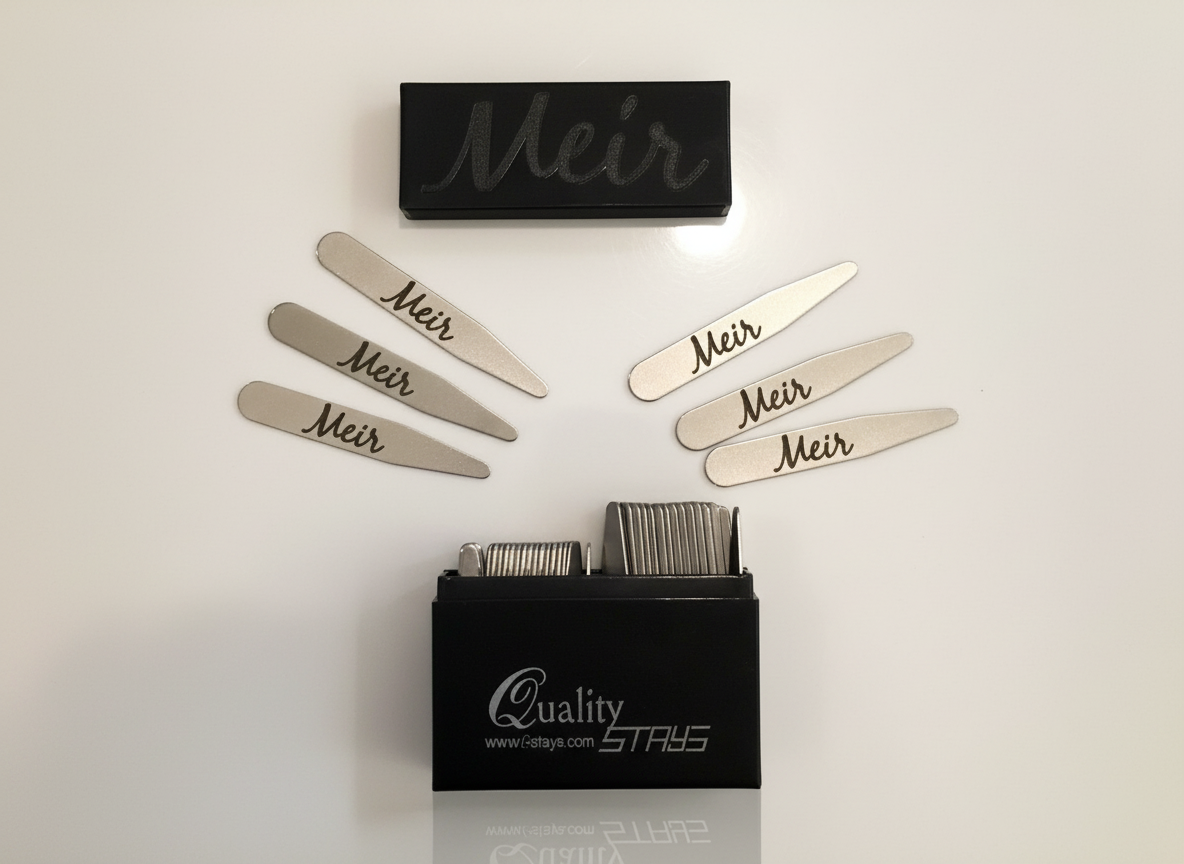 Personalized collar stays with 'Meir' engraving by Quality Stays | Free ...