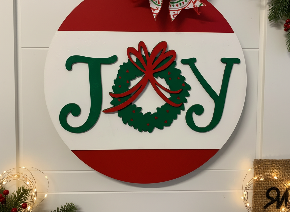 Joy Christmas Sign with Wreath as "O" | Free Files - Atomm