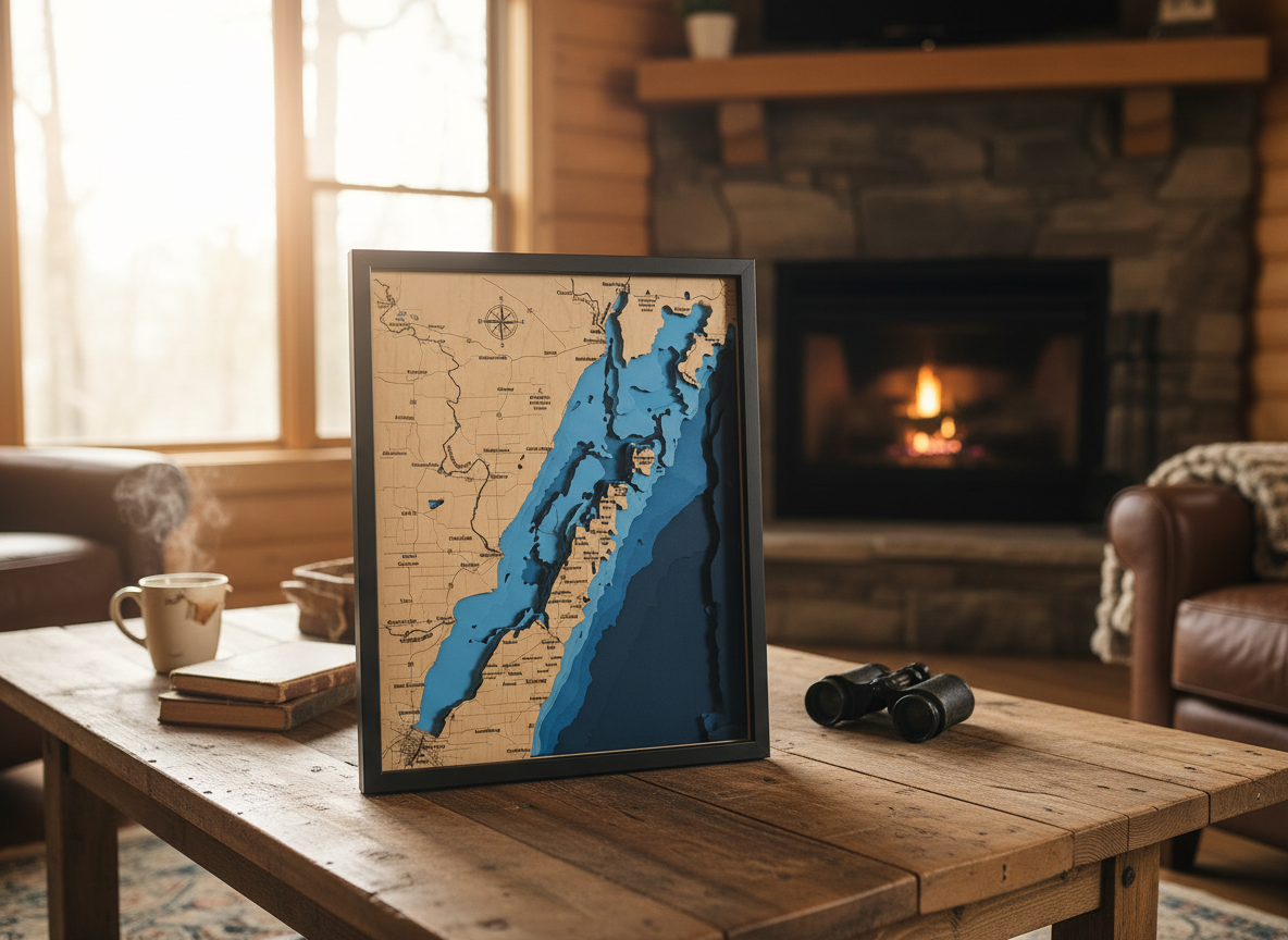 Layered Bathymetric Lake Map | Bay of Green Bay | xTool XCS Project ...