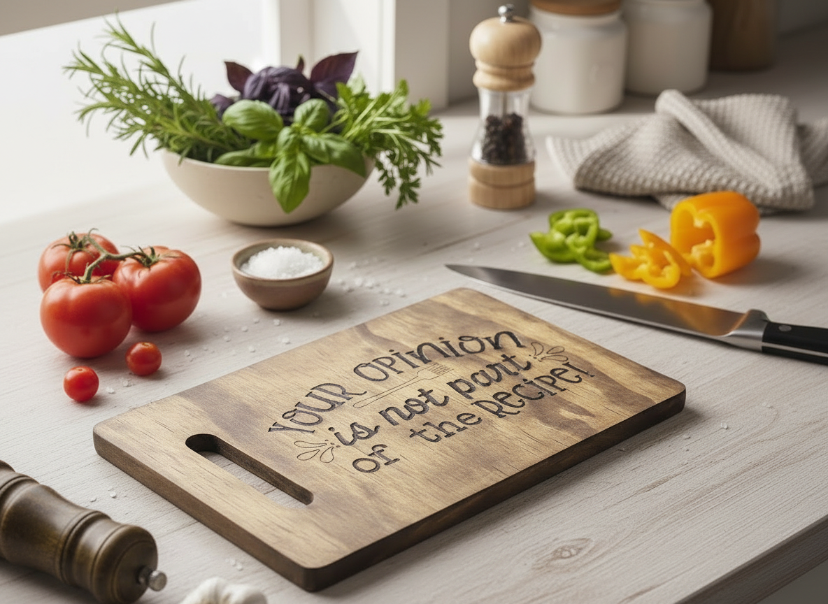 Laser Engraved Wooden Cutting Board with Humorous Recipe Quote | Free ...
