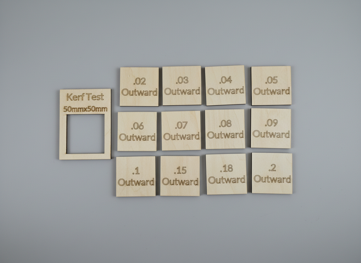 Laser Cut 3mm Basswood Kerf Test Squares with Outward Measurements ...