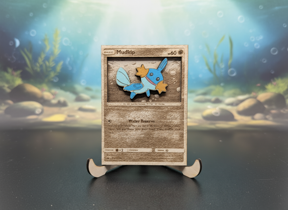Wooden Mudkip Inspired Pokemon Card. | Free Files - Atomm