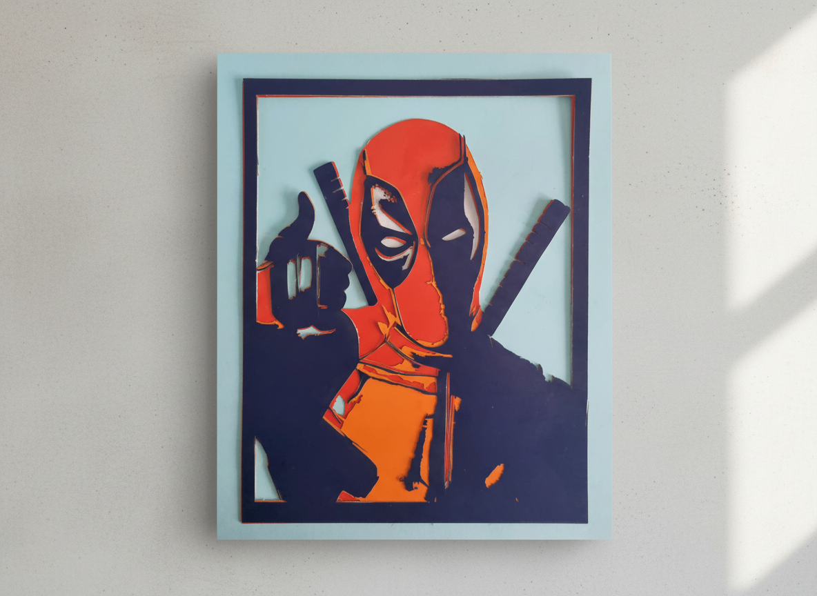 Laser Cut Deadpool Wall Art in Orange and Black | Free Files - Atomm