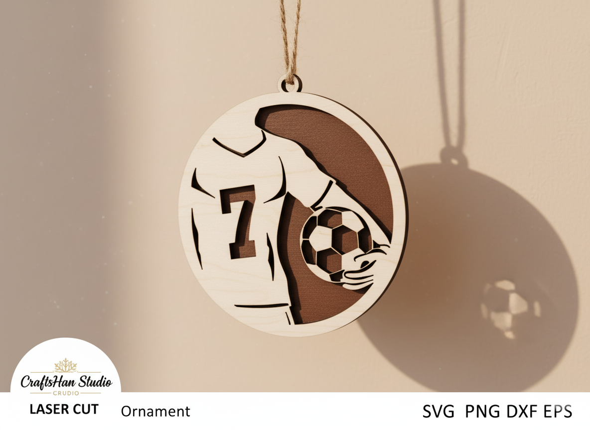 Personalized Laser Cut Wooden Soccer Player Ornament with Number Jersey ...