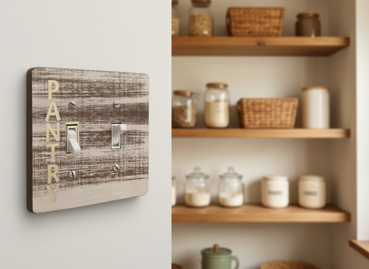 Laser cut and engrave | Laser Engraved Pantry Light Switch Cover Rustic ...