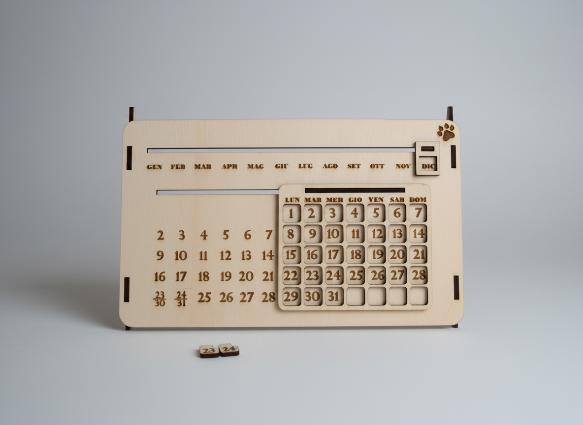 Laser Cut Wooden Perpetual Calendar with Movable Date and Month Sliders ...