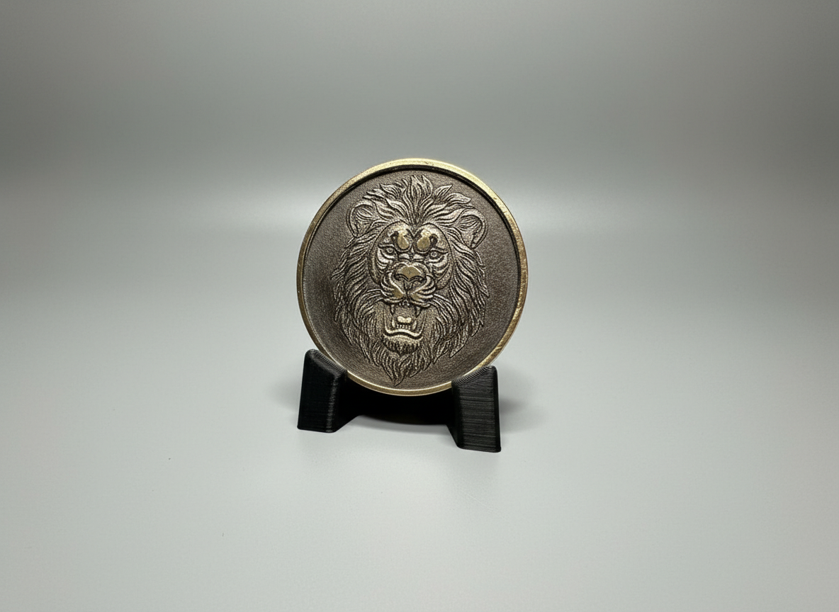 Ferocious Lion on Brass Coin | Free Files - Atomm