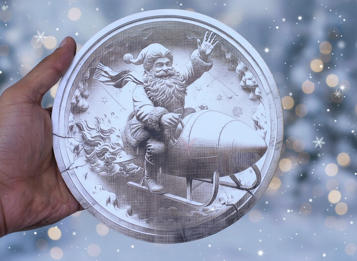 Santa On a Rocket 3D illusion | Free Files - Atomm
