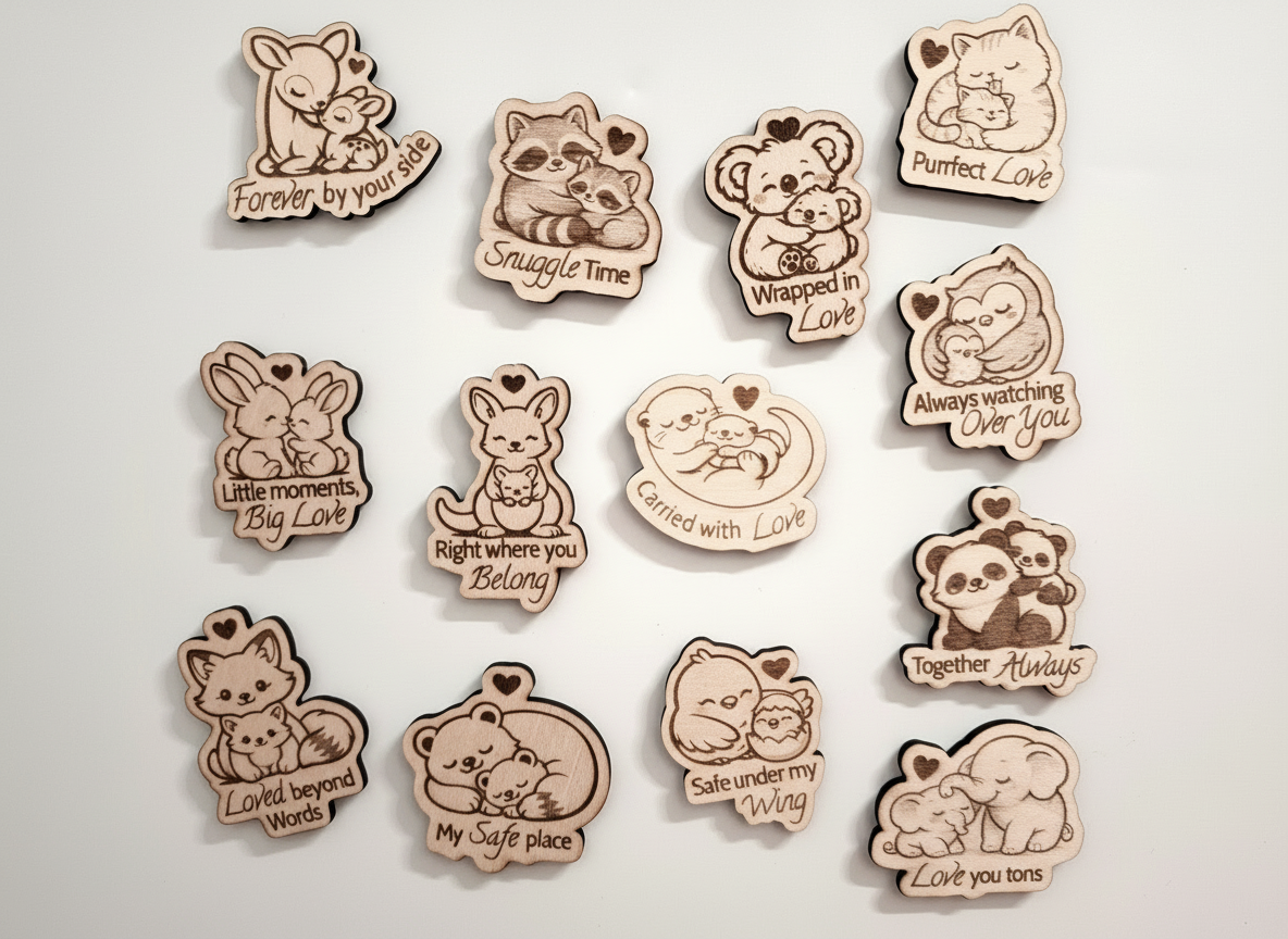 Maternal Love Animal Magnet Bundle – 13 Cute Laser Cut Designs + Bonus ...