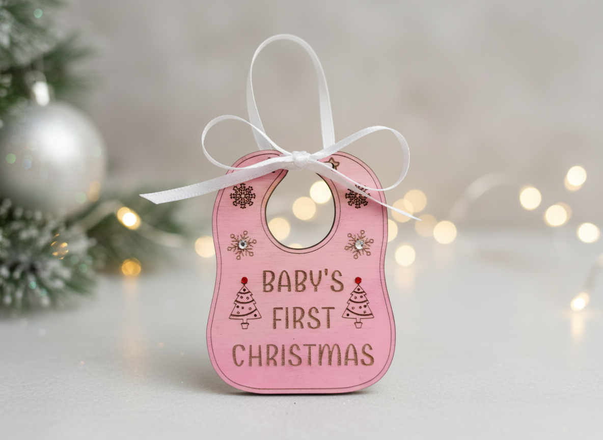 Baby's First Christmas Bib Ornament with Personalization | Free Files ...