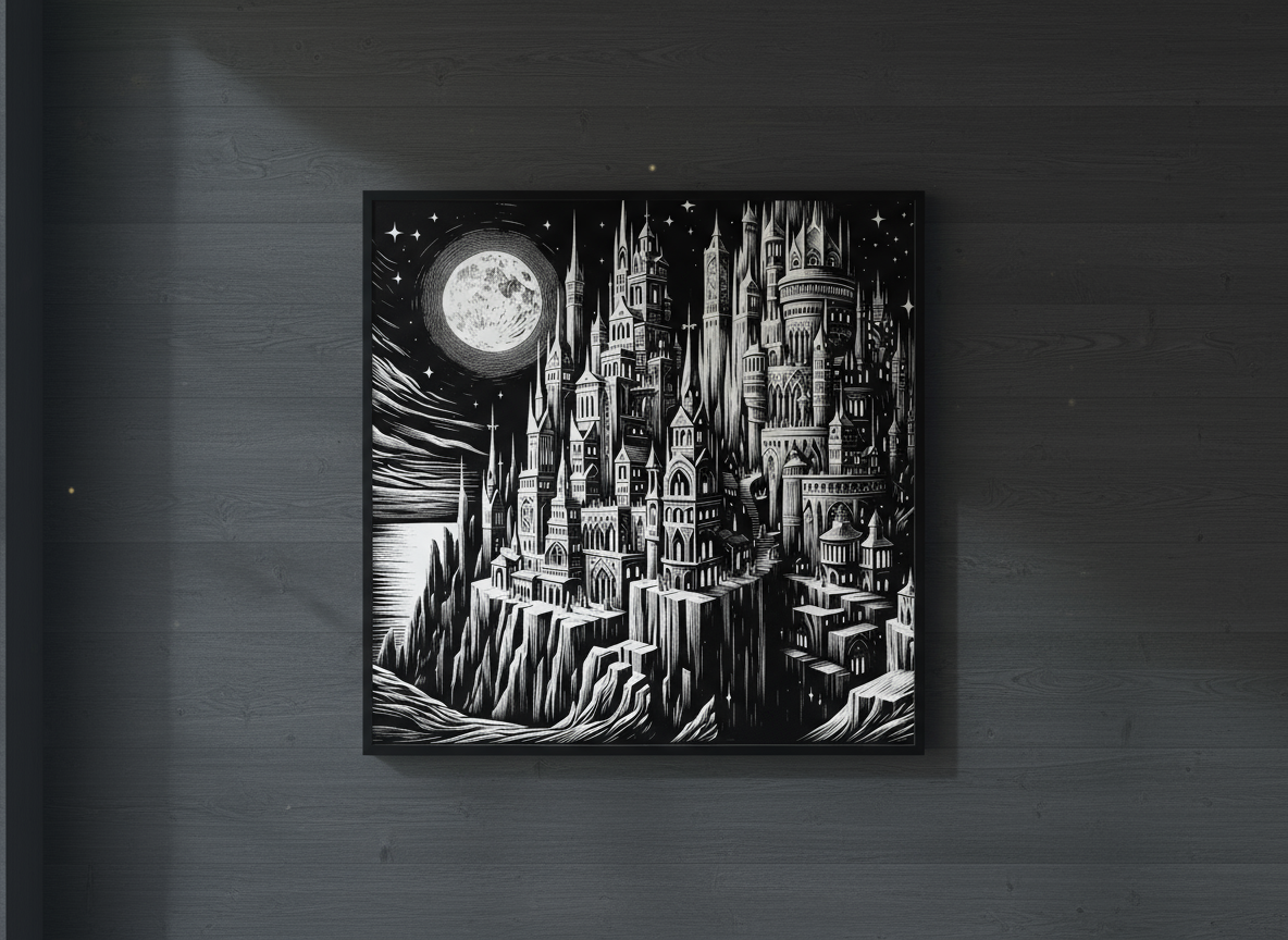 Laser Engraved Gothic Castle Wall Art with Moon and Stars | Free Files ...