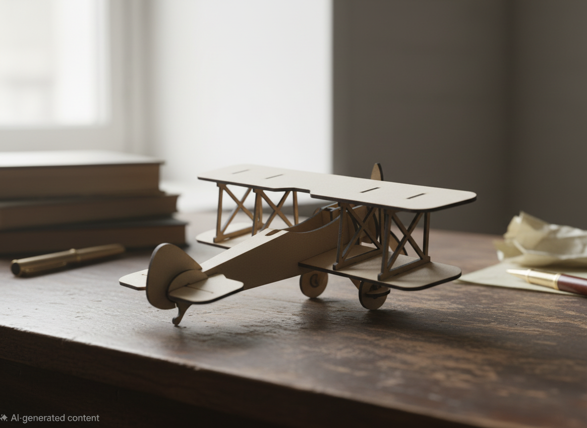 Laser Cut Wooden Biplane Model Toy with Propeller | Free Files - Atomm