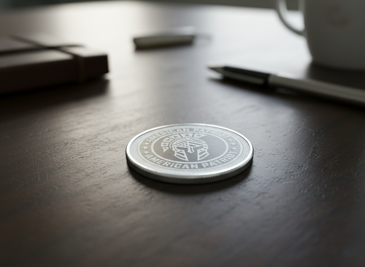 Laser Engraved American Patriot Coin with Spartan Helmet Design | Free ...