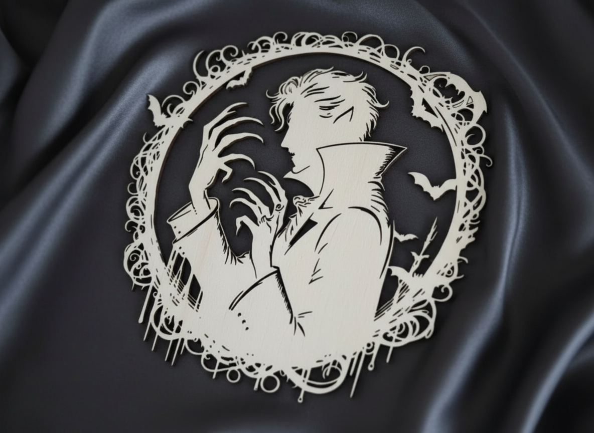 Laser cut and engrave | Halloween vampire design with bats, Halloween ...