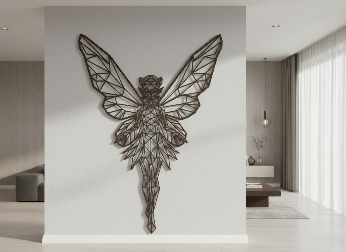 Fairy Wall Art SVG | Laser Cut File | Geometric Low-Poly Mythical ...