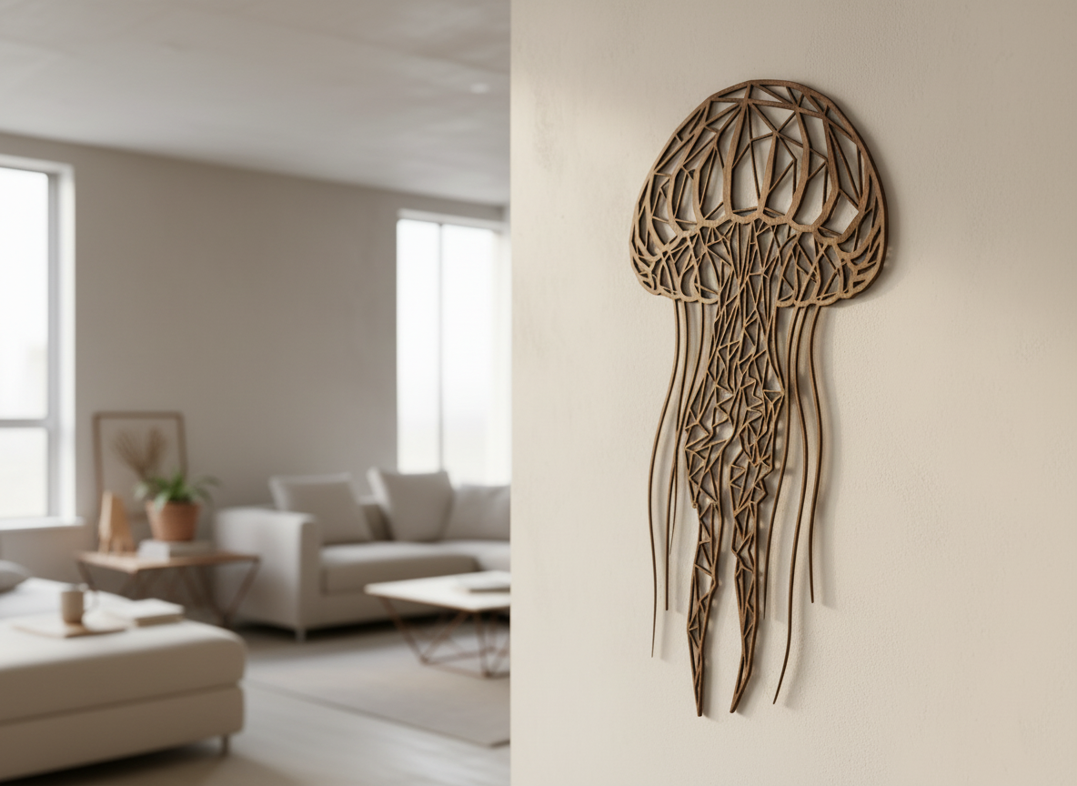 Jellyfish Wall Art SVG | Laser Cut File | Geometric Low-Poly | Wood ...