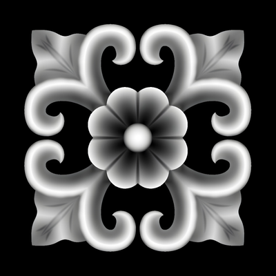 Floral Decorative Motif in Monochrome with Curved Accents - Free ...