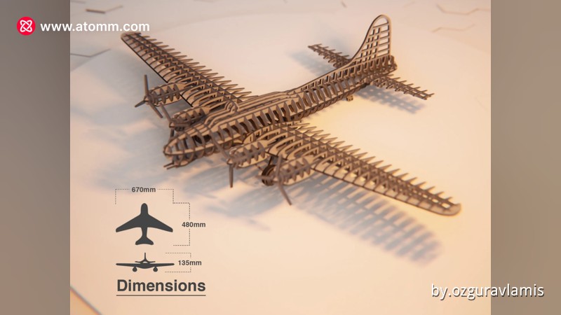 Boeing B-17 Flying Fortress: Laser Cut Wood 3D Puzzle Model Plans ...