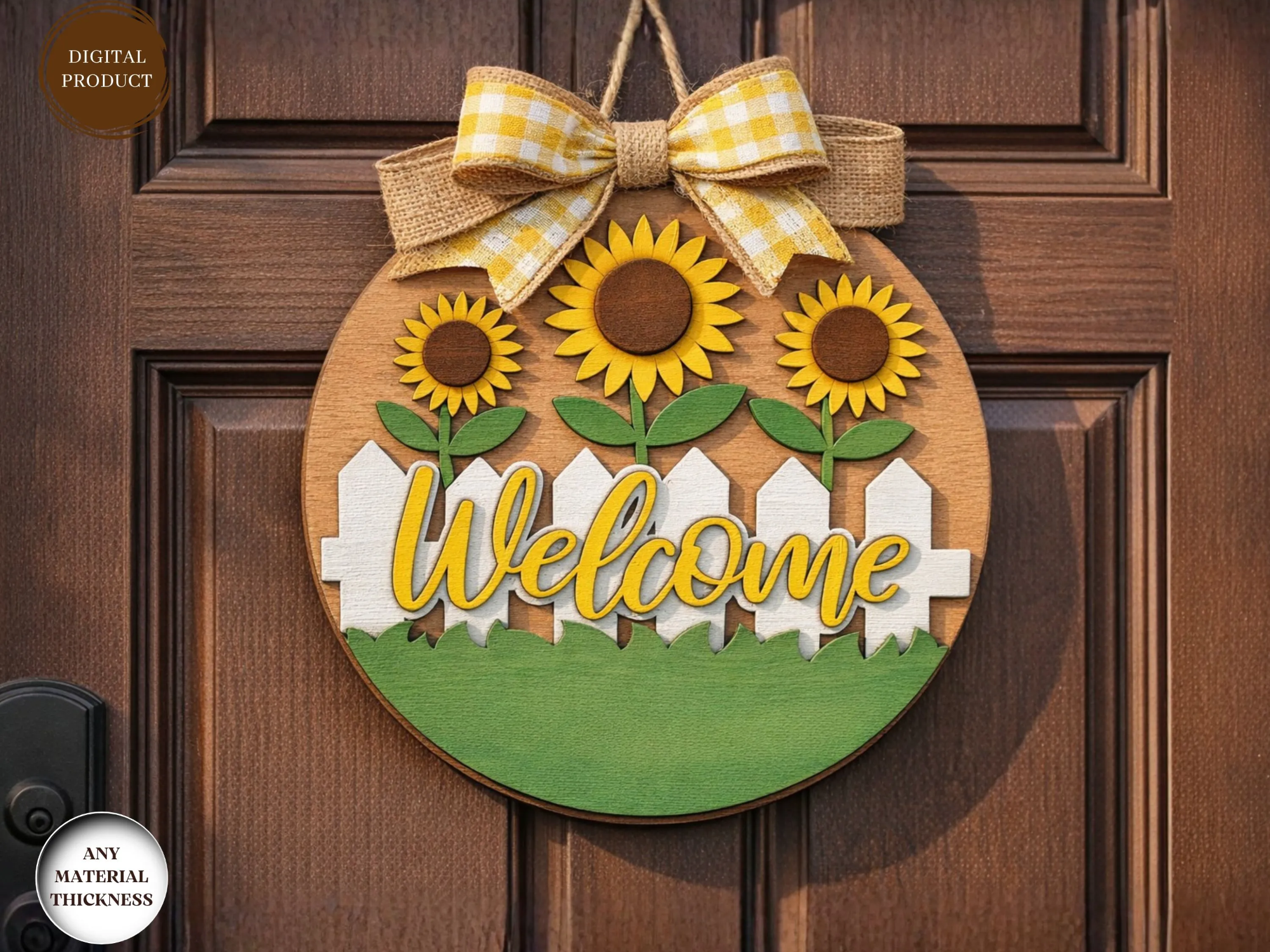 Sunflower Welcome Door Sign Laser Cut | Ready to Use Files - Atomm