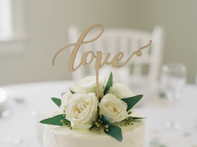 Laser Cut Wooden Love Cake Topper with White Roses | Free Files - Atomm