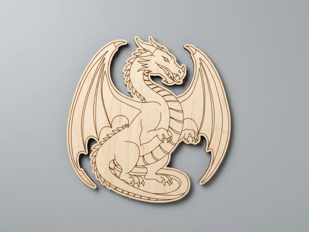 Dragon Wooden Cutout SVG | Laser Cut File | Kids Craft Coloring ...
