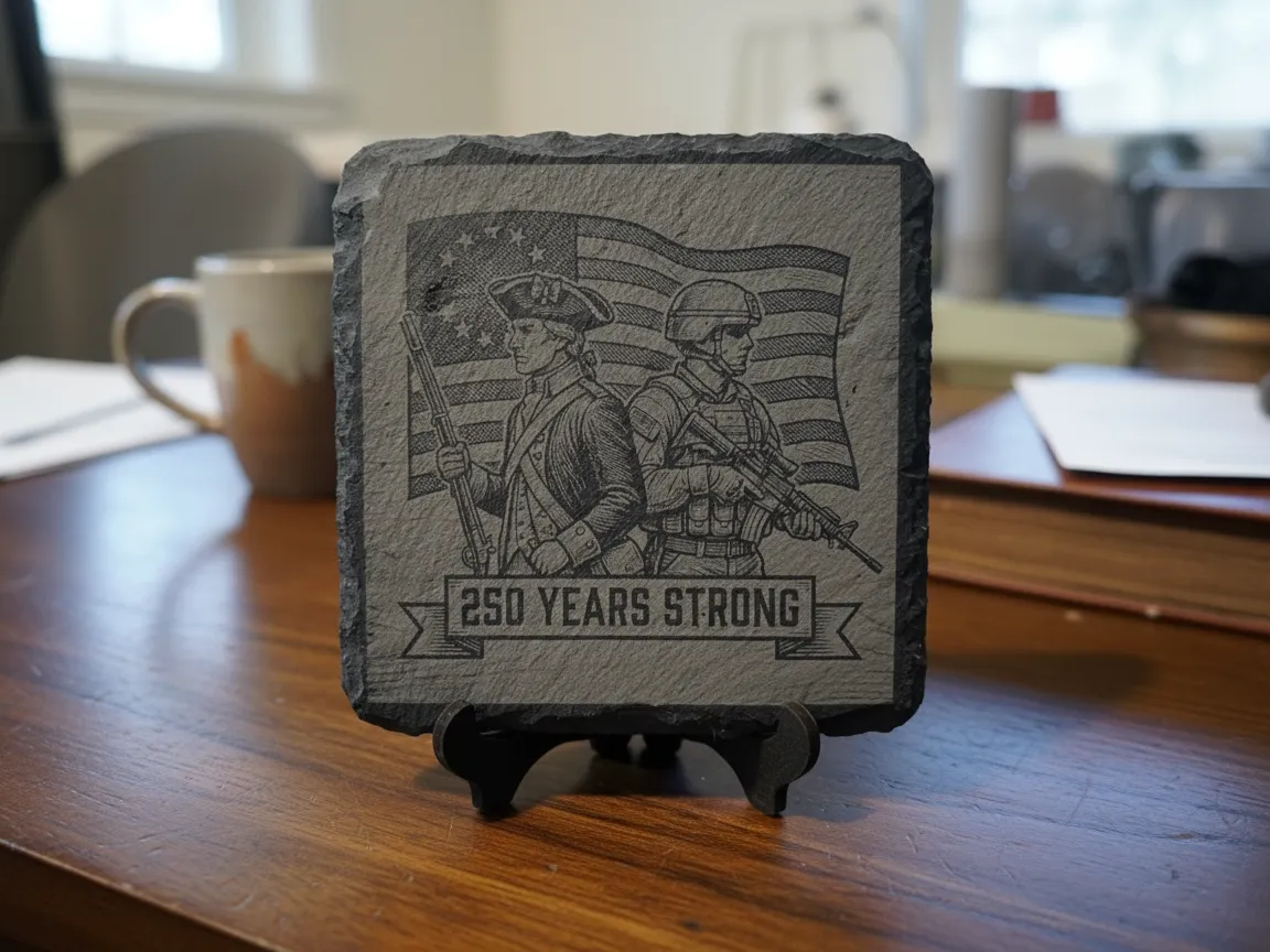 "250 Year Anniversary Coaster" Laser Engraved Slate Coaster | Free ...