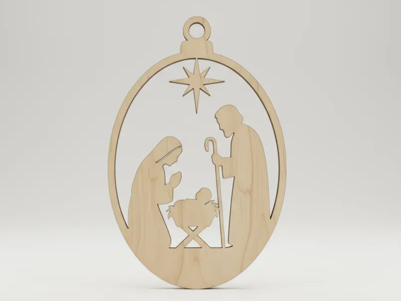 Nativity Scene - Oval shaped Christmas Ornament Decoration | Free Files ...