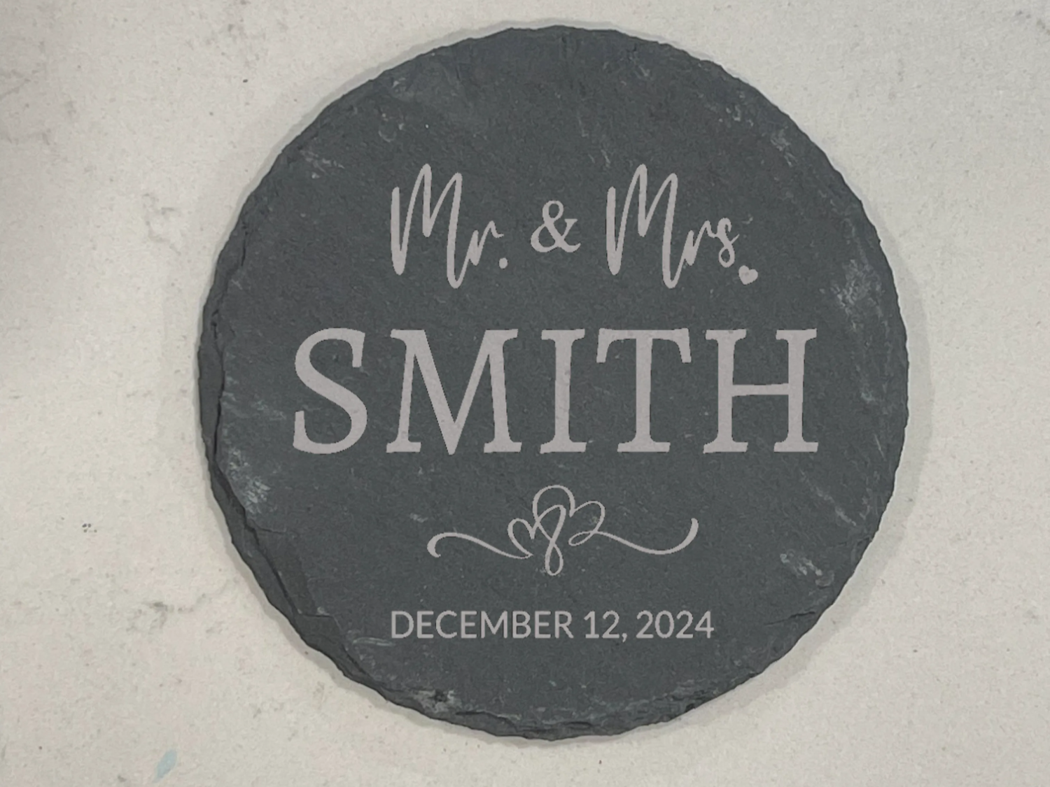 Laser Engraved Round Slate Wedding Sign Mr. & Mrs. Design | Free Files ...
