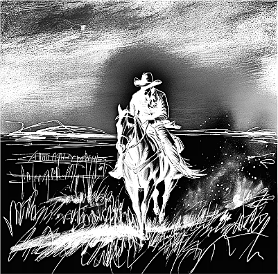 Laser Engraved Slate Coaster with Cowboy Horse Rider Design | Free ...