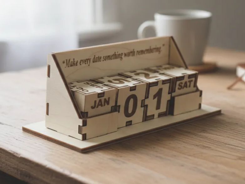 Laser Cut/Engrave Wooden Perpetual Desk Calendar with Inspirational ...