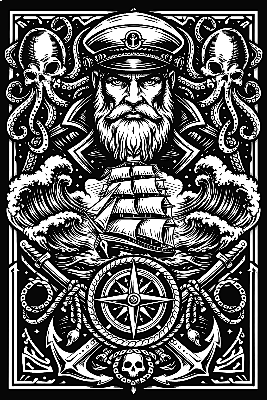 Nautical Themed Laser Engraved Dog Tag with Captain and Ship Design ...