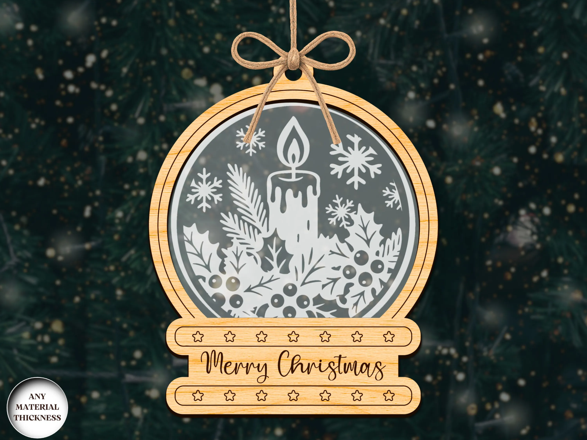 Christmas Snowglobe Ornament Laser Cut | Ready to Use Files - Atomm