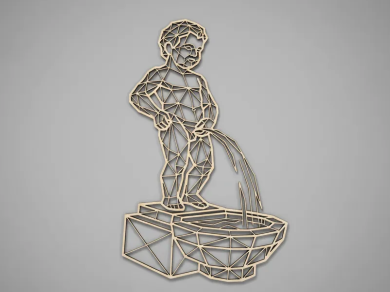 Laser Cut Geometric Manneken Pis Wall Art Decoration | Ready to Use ...