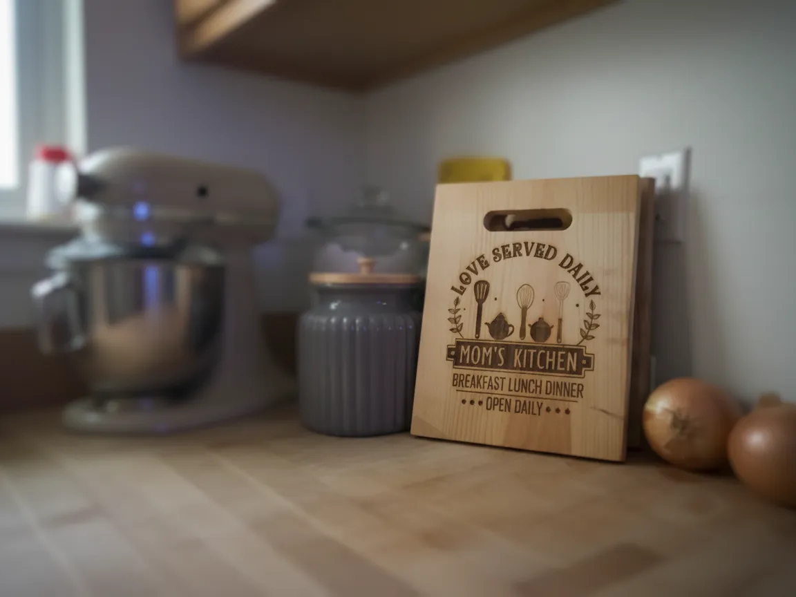 Laser Engraved Wooden Kitchen Sign Mom's Kitchen Breakfast Lunch Dinner ...