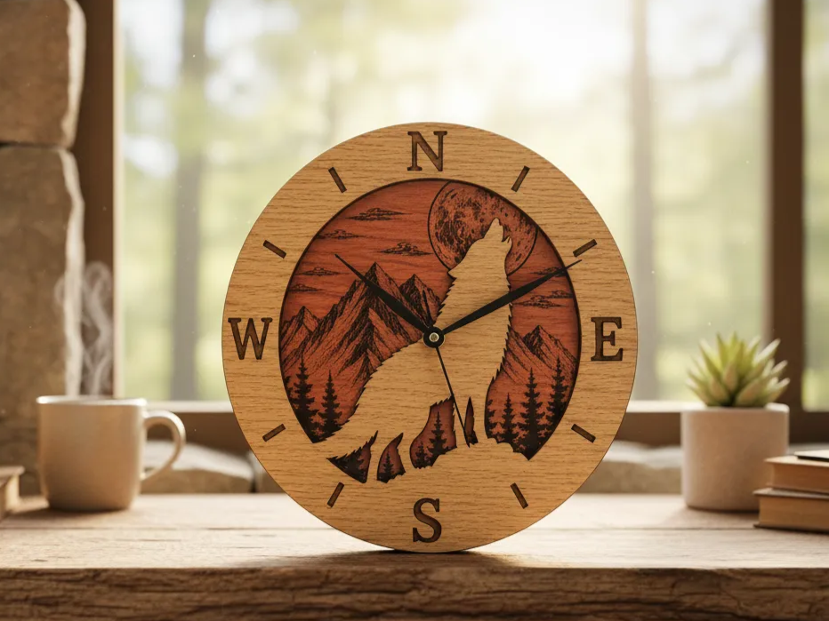 Howling Wolf Multi-Layer Wall Clock