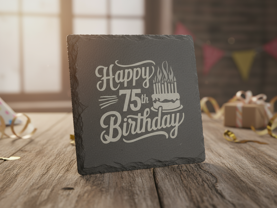 Laser Engraved Happy 75th Birthday Slate Plaque Decoration | Free Files ...