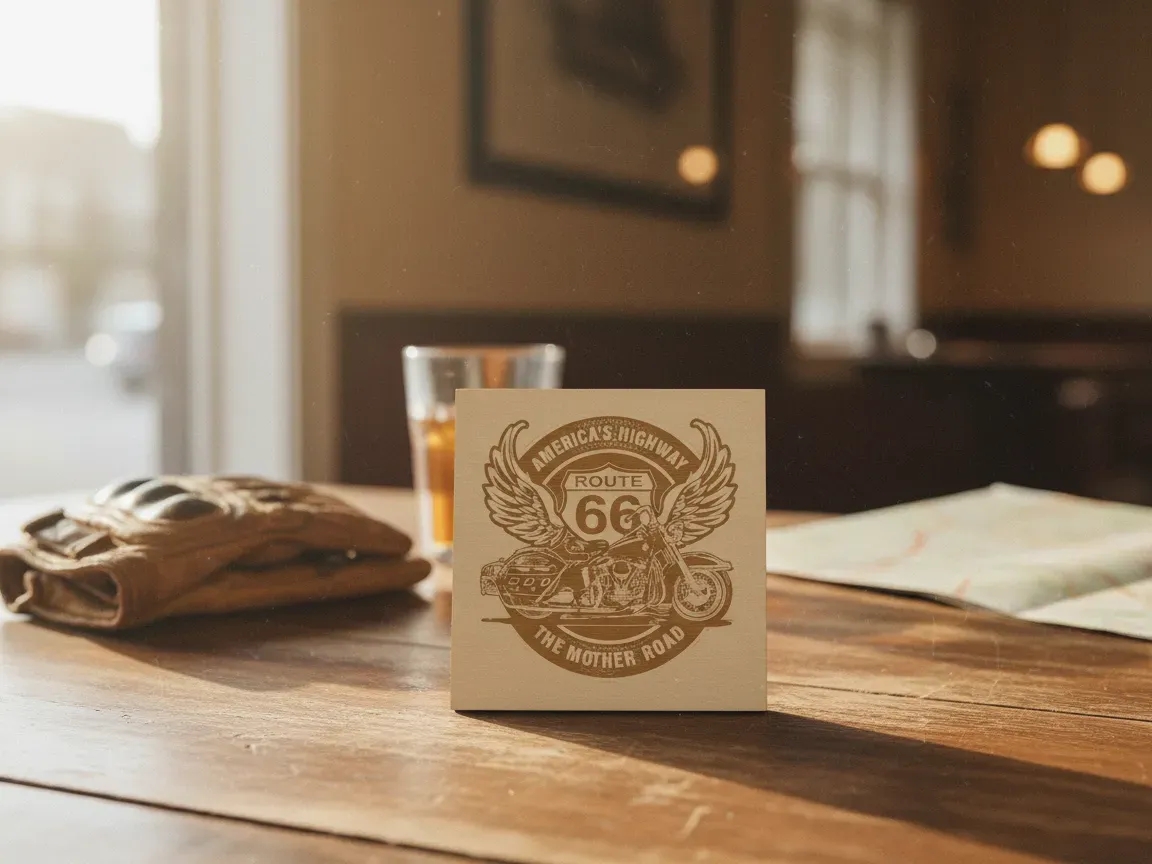 Laser cut and engrave | Laser Engraved Route 66 Motorcycle Wooden ...