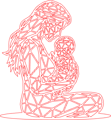 Mother and Child Silhouette Wall Art SVG | Laser Cut File | Geometric ...
