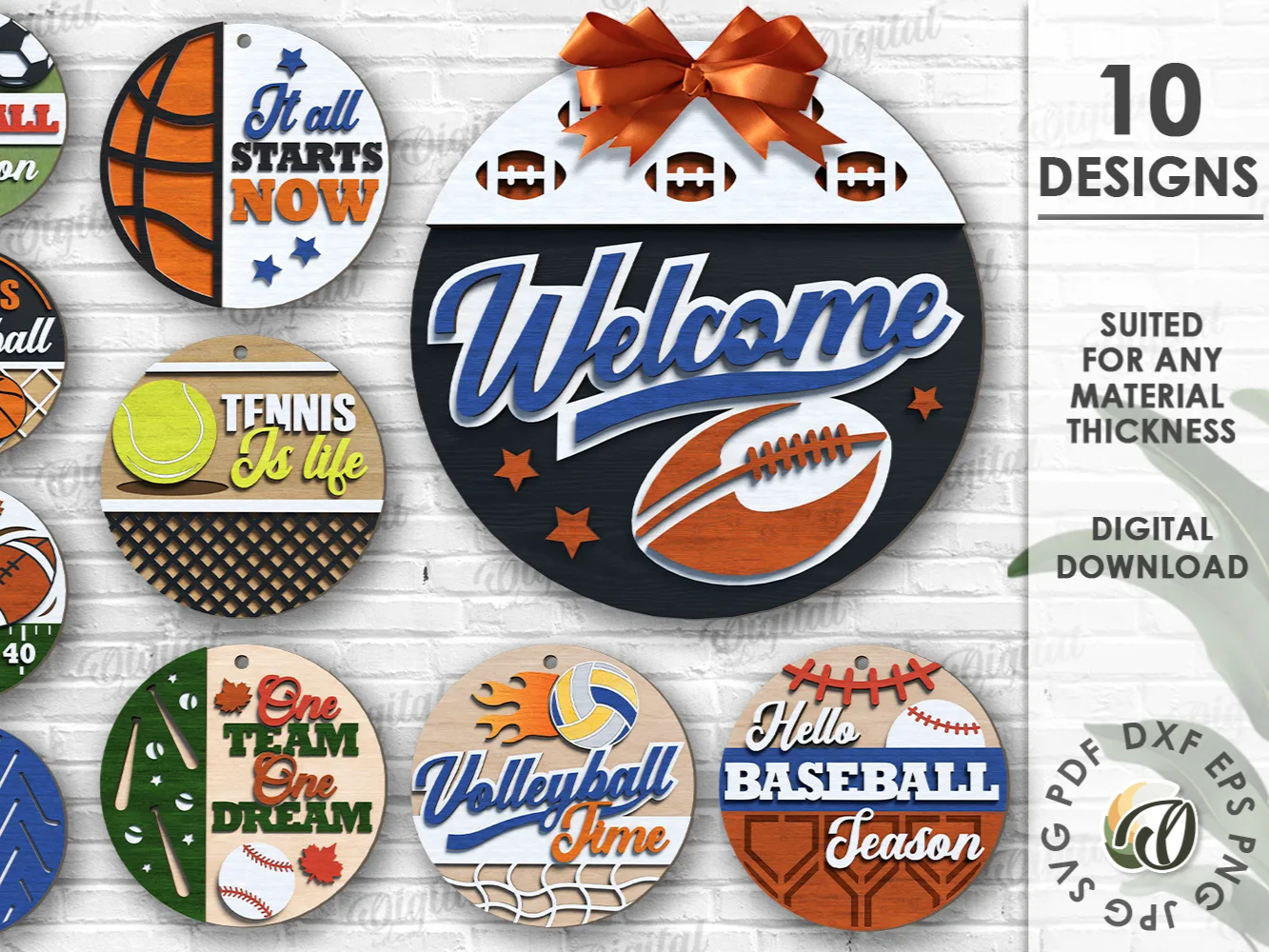 3D Sport round signs bundle. Home decor sign laser cut. Basketball svg ...