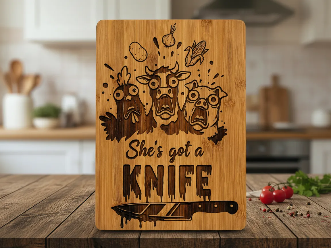 Laser Engraved Wooden Cutting Board with Scared Animals Design | Free ...