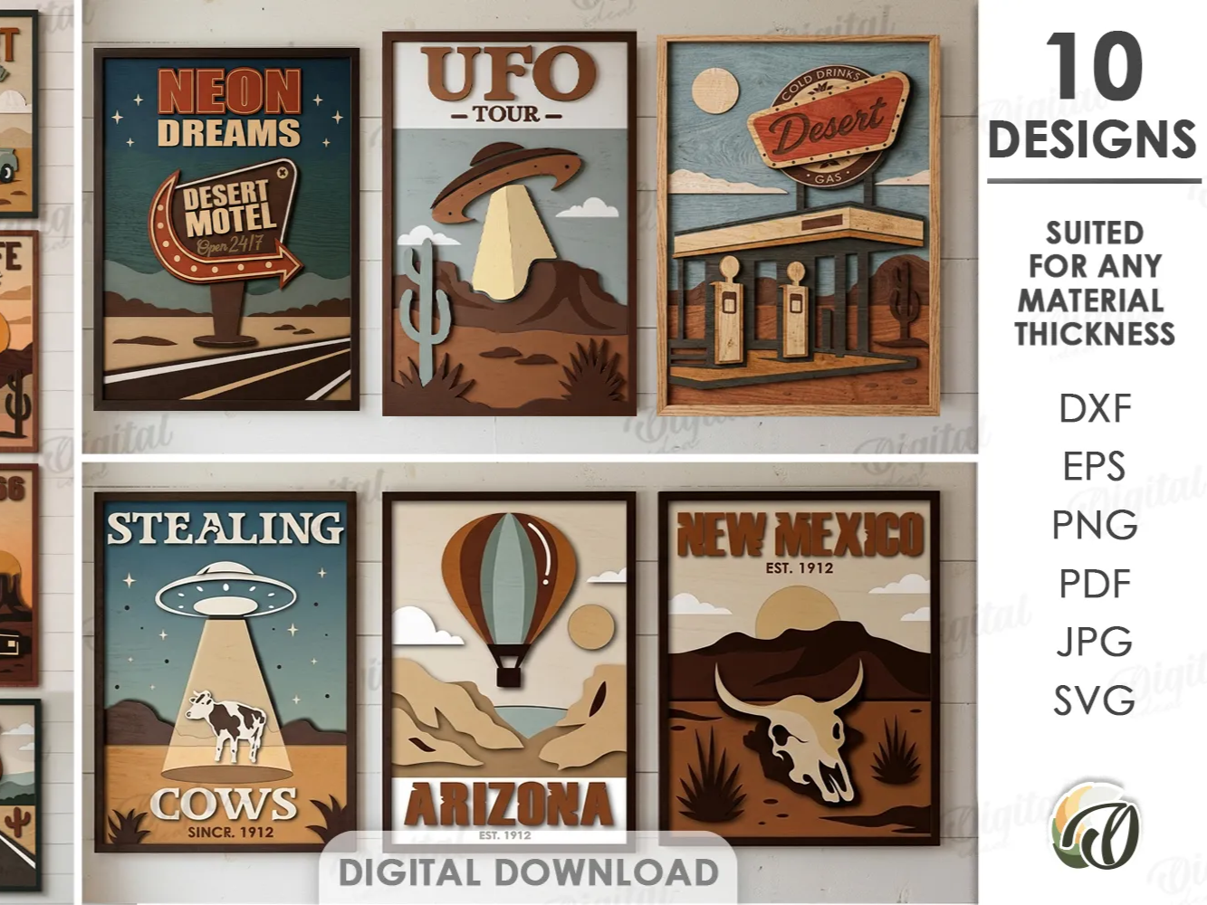 3D Wild west wall art signs bundle. USA states layered sign laser cut ...