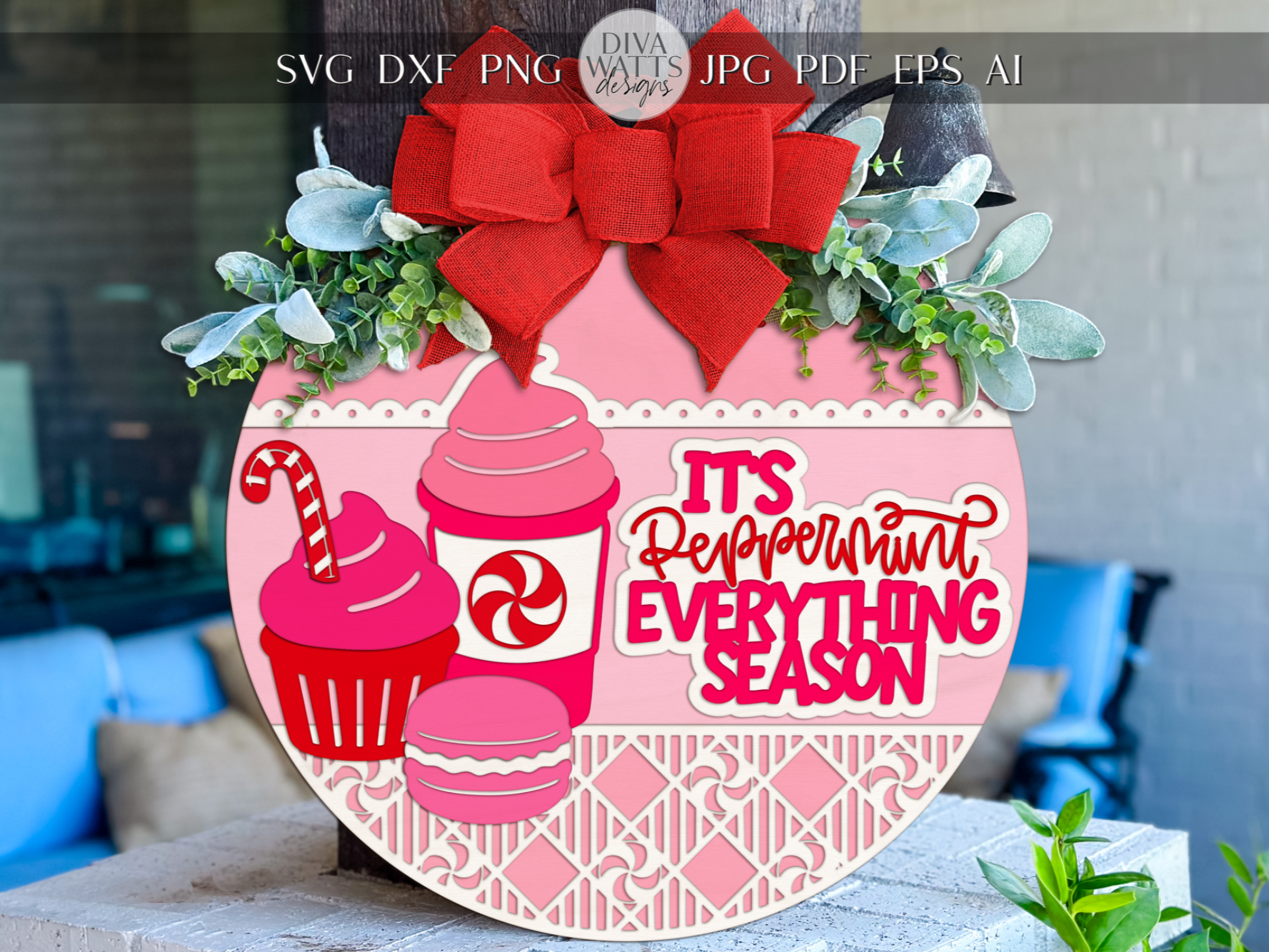 Laser cut and engrave | It’s Peppermint Everything Season Round Door ...